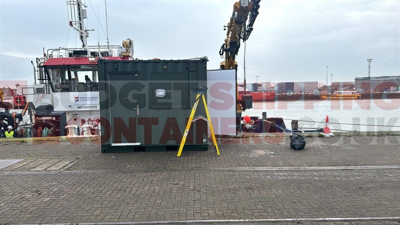 Shipping Container Laboratory Aboard a Boat for Marine Data Collection